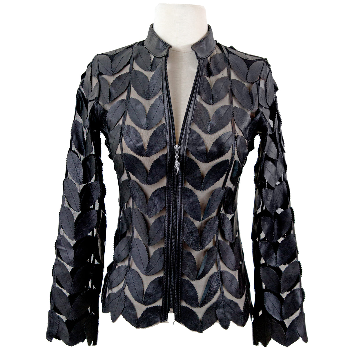 Women's Classic Leaf Design Genuine Leather Jacket - Handcrafted Turki ...