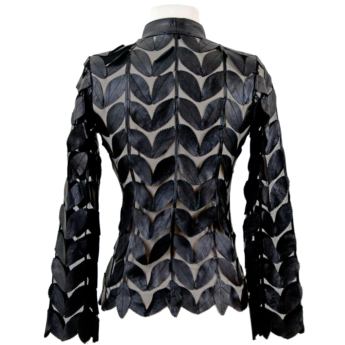 Women's Classic Leaf Design Genuine Leather Jacket - Handcrafted Turki ...